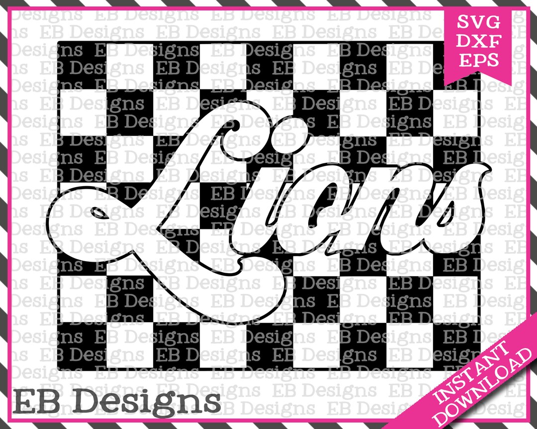 Lions Checkered Retro Team Design, Vintage Team Apparel, Lions Retro ...
