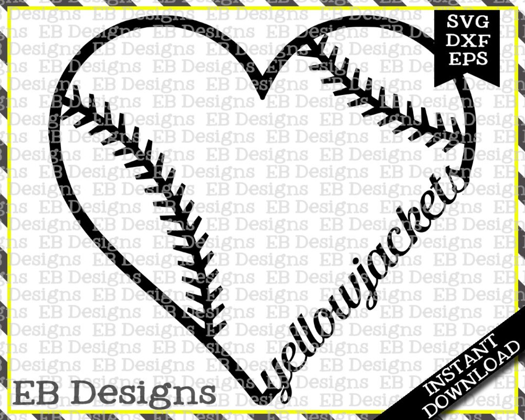 Yellowjackets Baseball Love SVG DXF EPS Cutting Machine Files ...