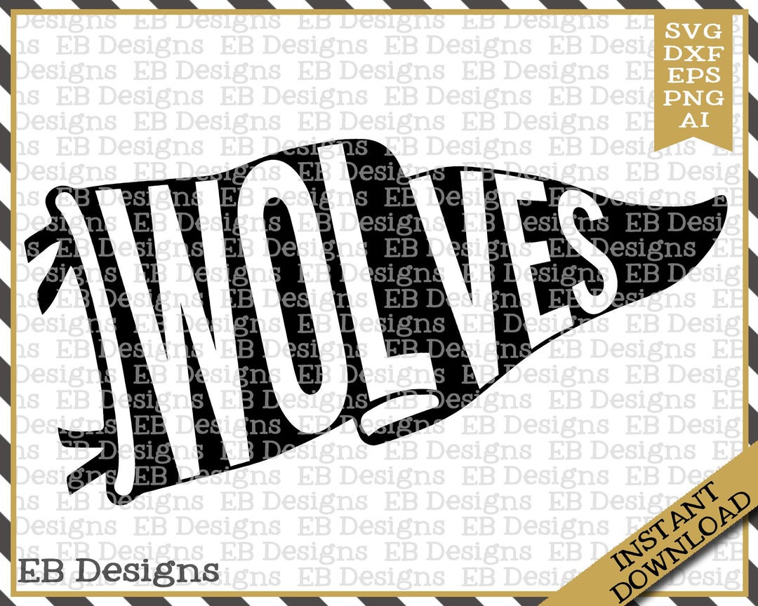 Wolves Pennant Mascot Pennant SVG DXF EPS Silhouette Cameo Cricut Vinyl ...
