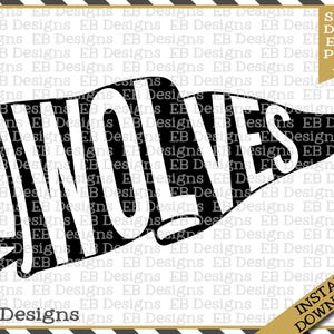 Wolves Pennant Mascot Pennant SVG DXF EPS Silhouette Cameo Cricut Vinyl ...