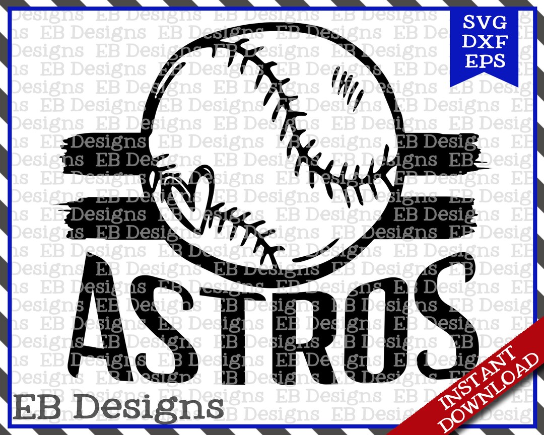 Astros Baseball Sketch SVG DXF EPS Silhouette Cameo Cricut Baseball ...