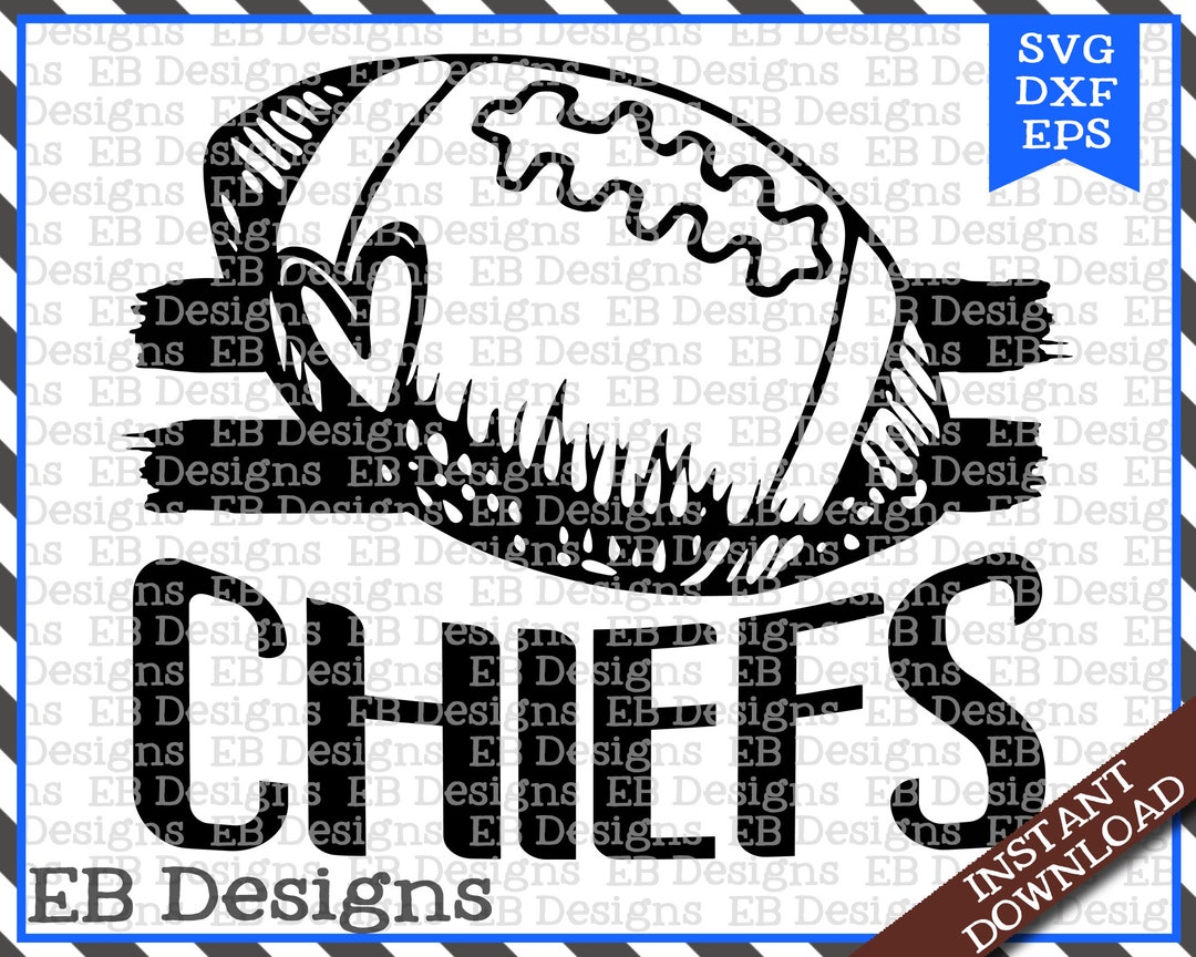 Chiefs Football Sketch SVG DXF EPS Silhouette Cameo Cricut Football ...