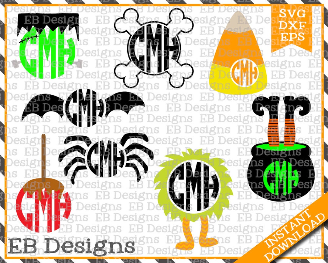 Halloween Monogram Frame Cut Files SVG, EPS and DXF - Etsy