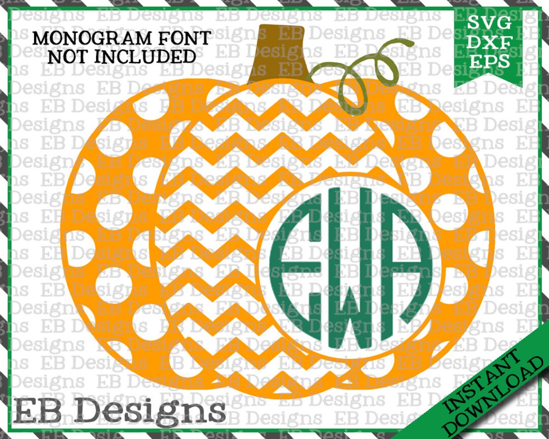 Chevron Polka Dot Monogram Pumpkin Cut File SVG, EPS and DXF - Etsy