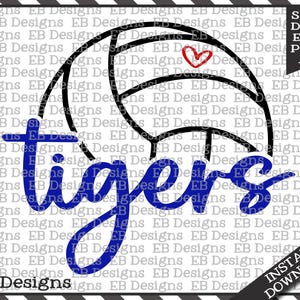 Tigers Volleyball SVG DXF EPS Silhouette Cameo Cricut Volleyball Vinyl ...