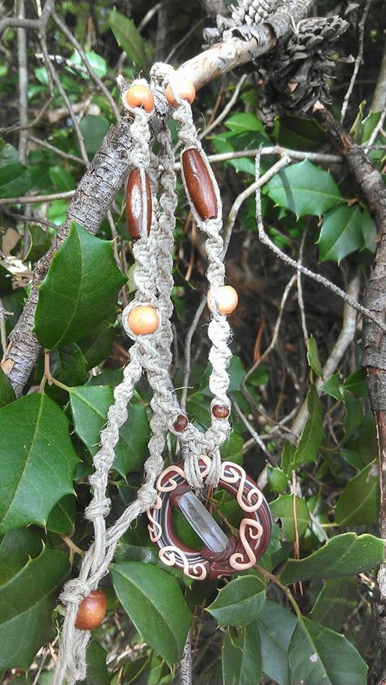 Quartz Crystal Polymer Clay Pendant 24 Inch Long Hippie Hemp - Etsy