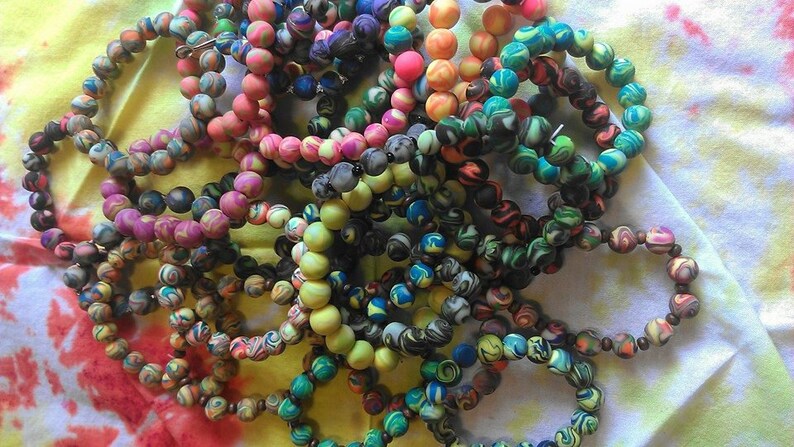 Two Custom Made DEEZ BEADZ Handmade OOAK Tie Dye Bead Stacking | Etsy