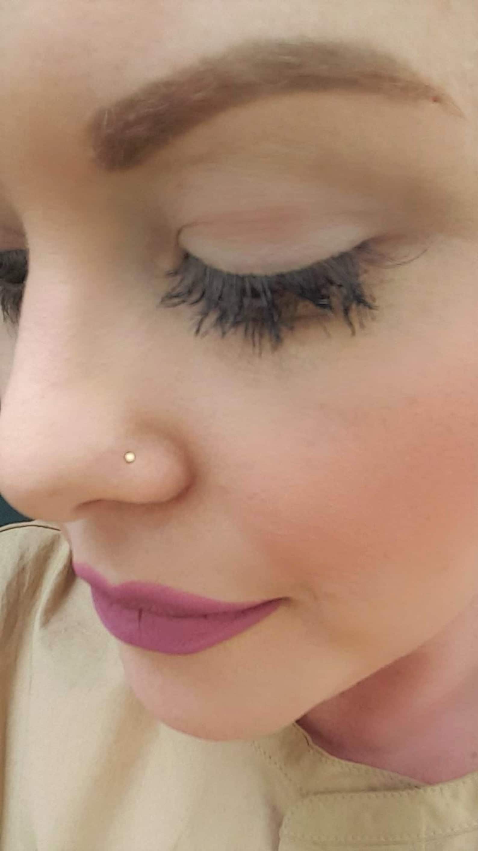 SUPER TINY Flat Gold Nose Stud 14K Gold Filled Nose Screw | Etsy