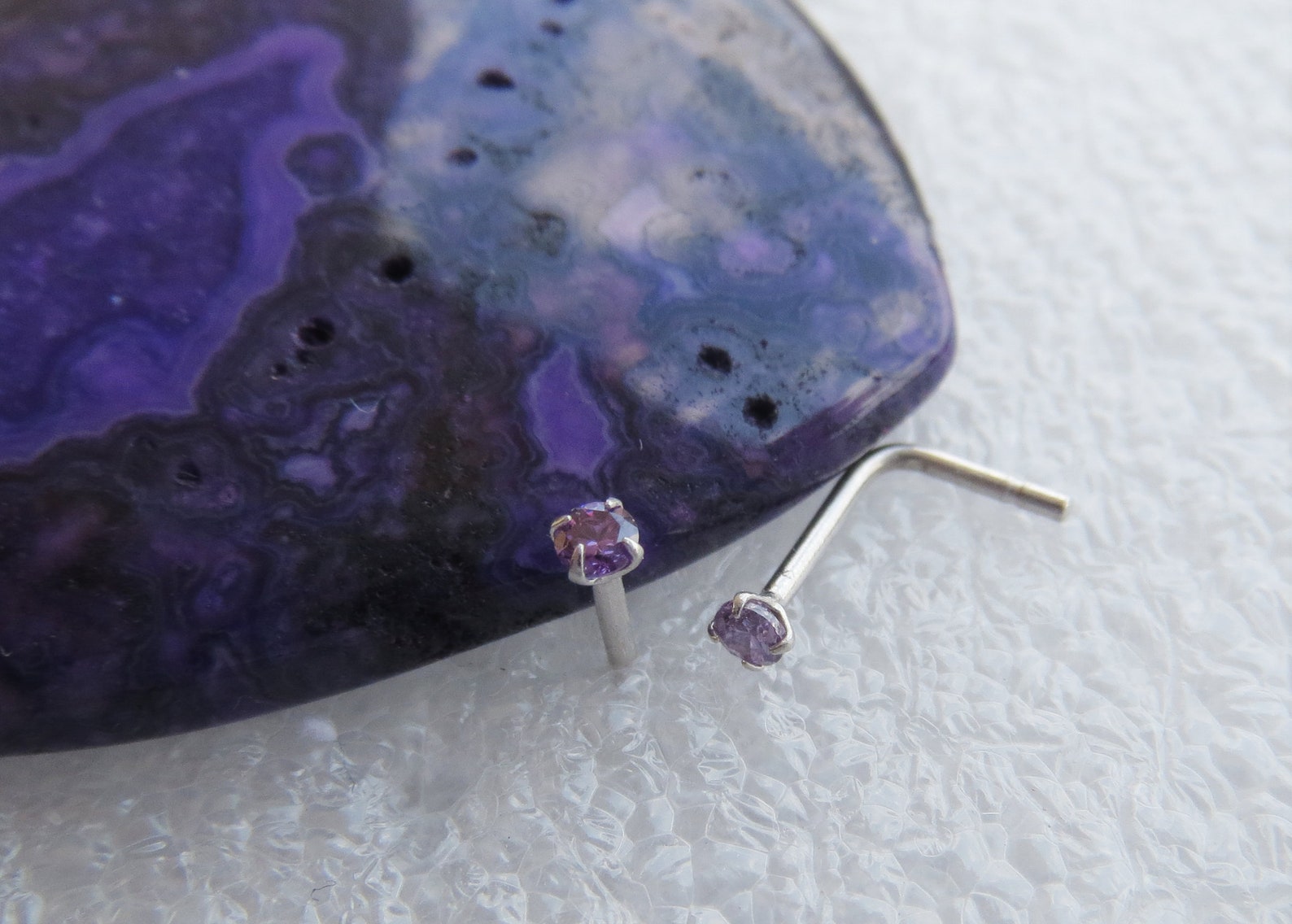 Small Purple Nose Stud 925 Sterling Silver Purple Nose Ring - Etsy