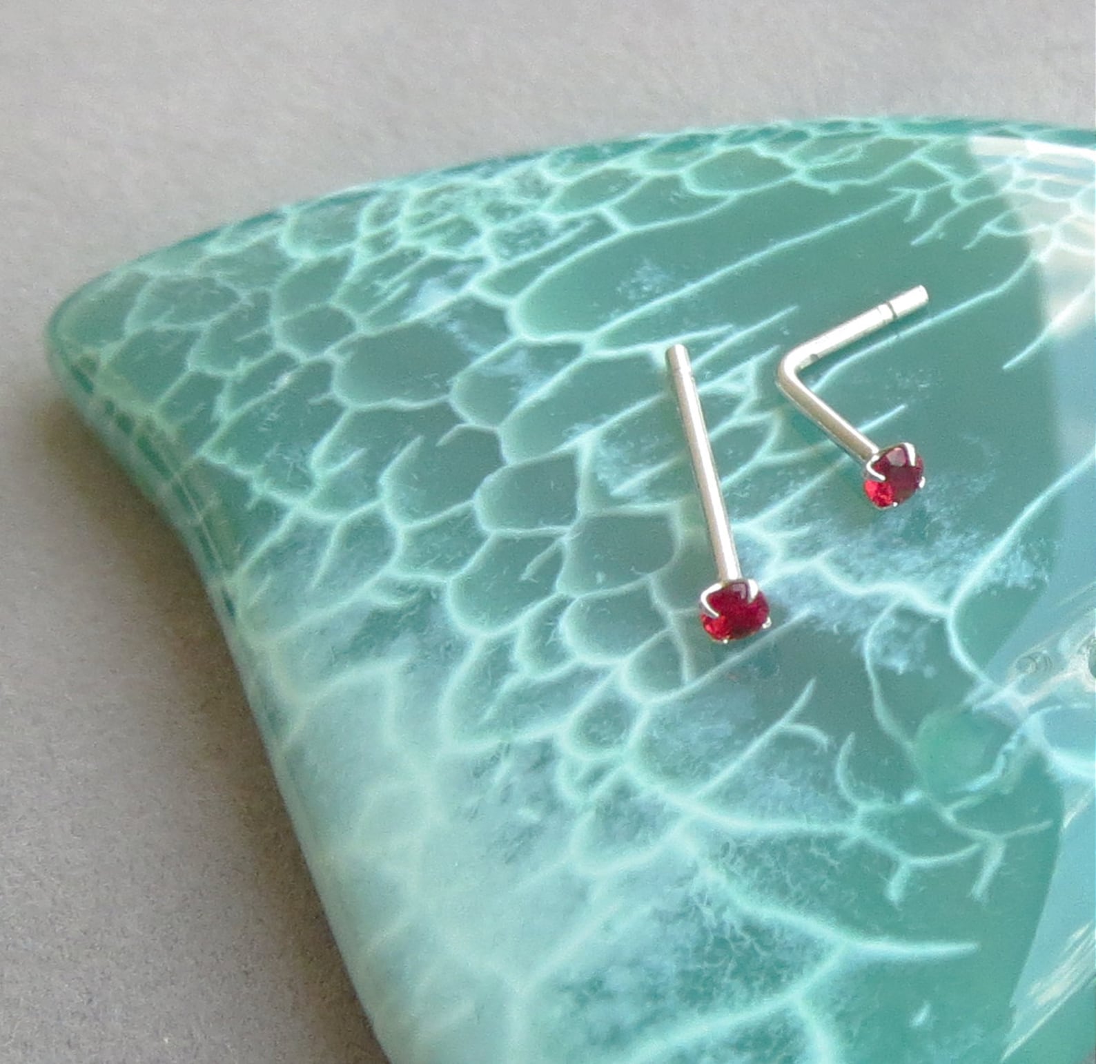 Small, 2mm Ruby Red Nose Stud, Sterling Silver Red Nose Ring, Cubic ...