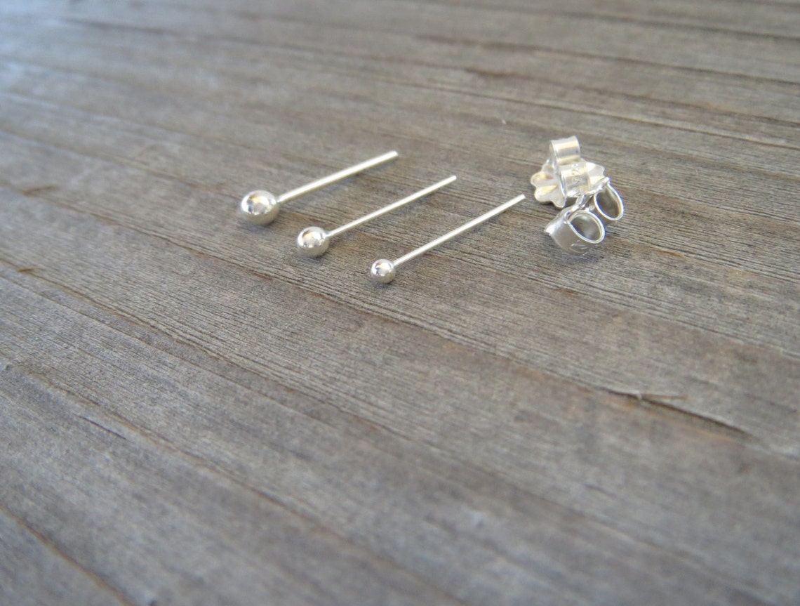 Tiny Ball Stud Post Earrings Argentium Silver Single or Pair | Etsy