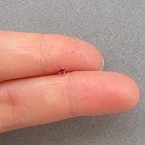 Small, 2mm Ruby Red Nose Stud, Sterling Silver Red Nose Ring, Cubic ...