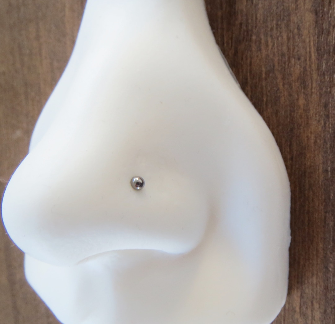 Small Titanium Nose Stud With a Minimalist Dome Head, Hypoallergenic L ...
