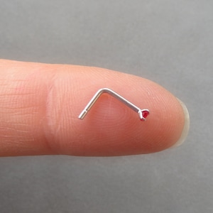 Small, 2mm Ruby Red Nose Stud, Sterling Silver Red Nose Ring, Cubic ...