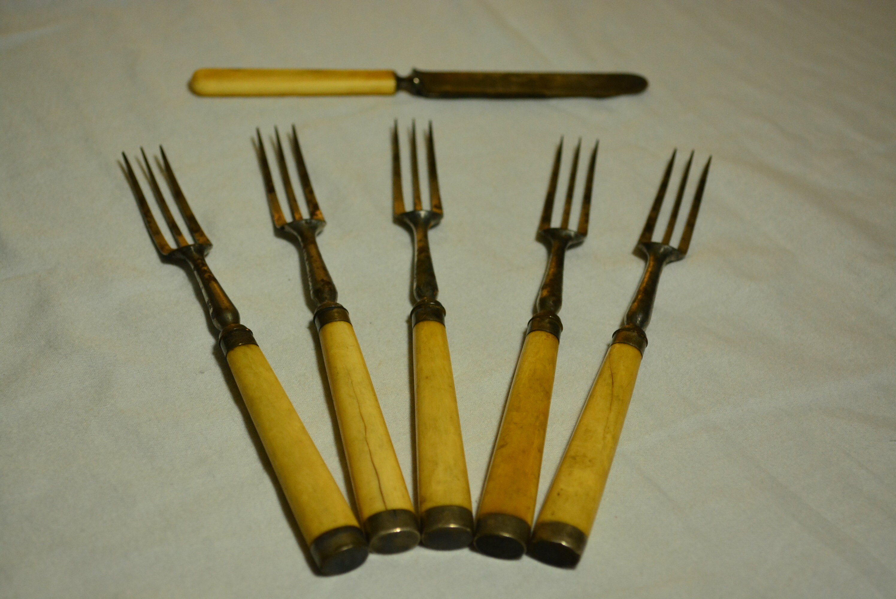 Antique Bone Silverware 1834 3 Prong Forks Beveled Edge Butter - Etsy