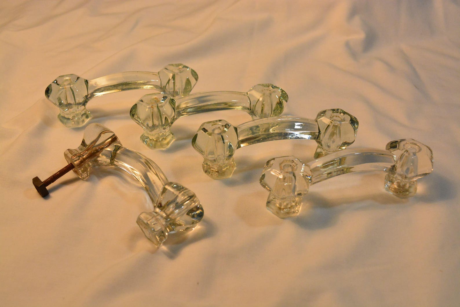 Set of 5 Vintage Clear Glass Drawer Pulls Elegant Glass Door - Etsy
