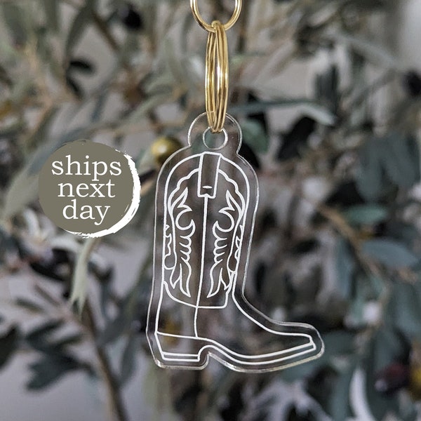Cowgirl Boot Keychain - Etsy