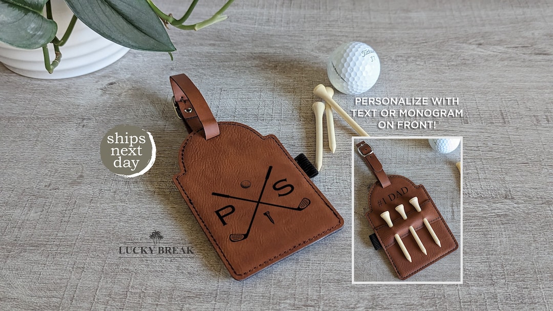 Personalized Golf Tag - Vegan Leather Golf Bag Tag - Best Dad by Par ...