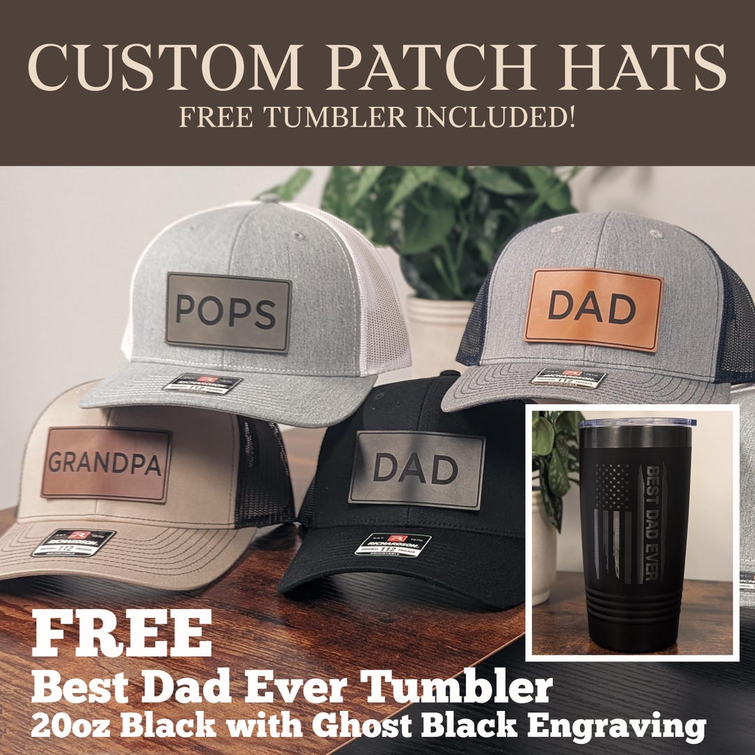 Dad Leather Patch Hat, Gift for New Dad, Gift for Grandpa, Papa Hat Cap ...