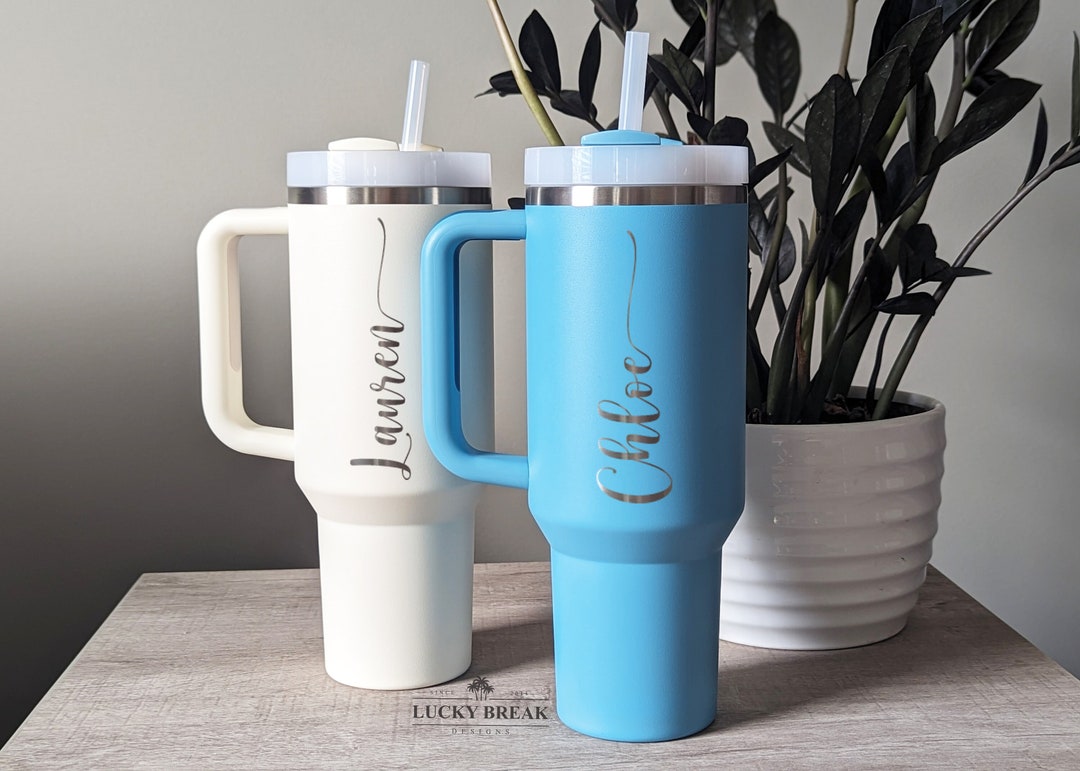40oz Stanley Handle Mug With Straw - Personalized Name Engraved ...