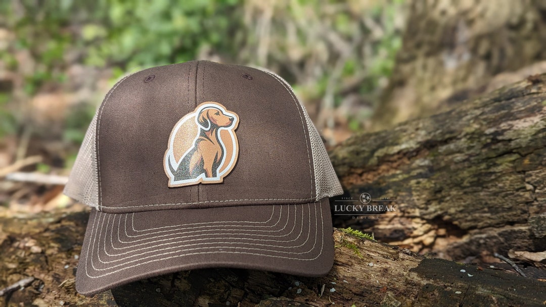 Bird Dog Hunting Leather Patch Hat, Genuine Leather Full Color Cap ...