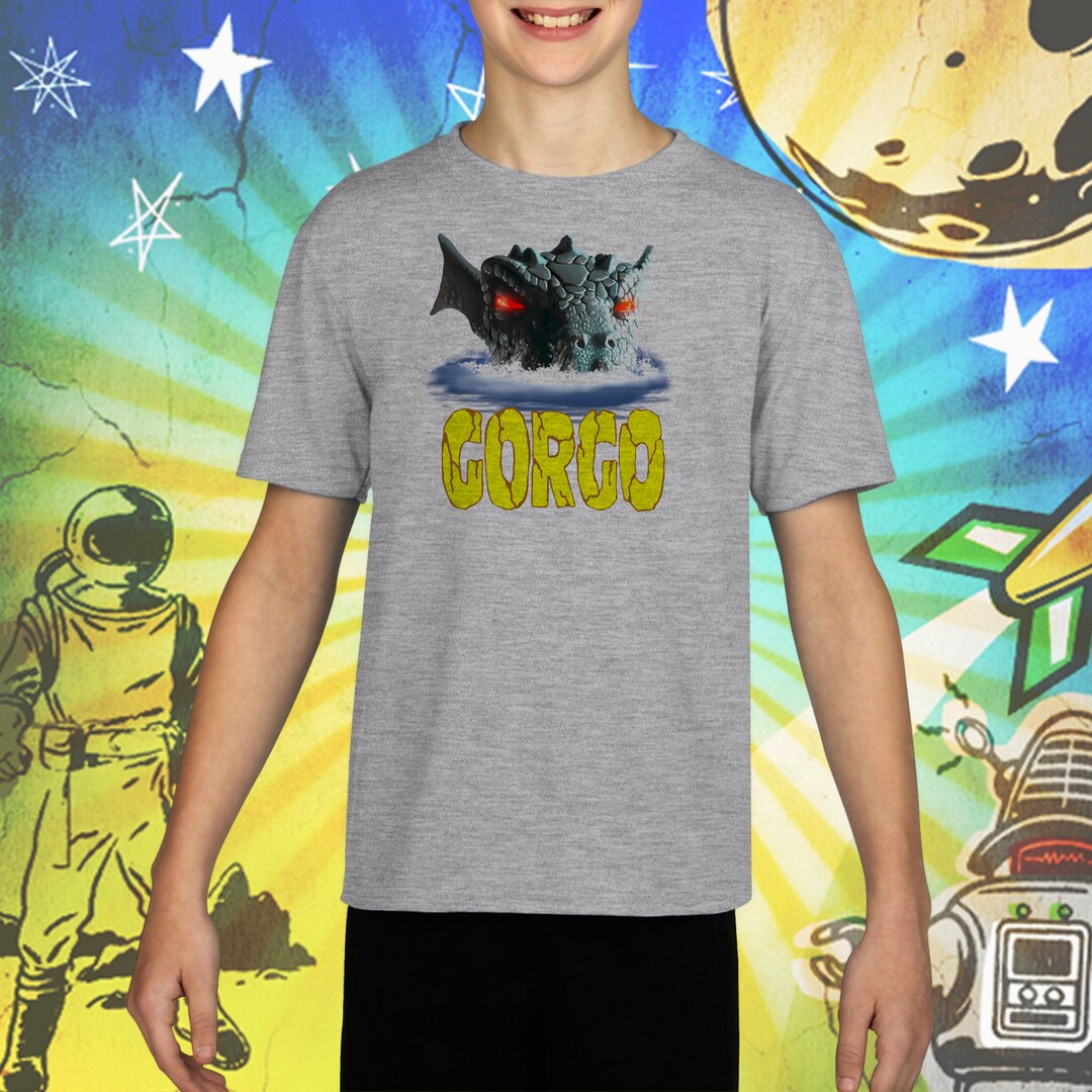 GORGO Shirt / Britain's Godzilla / Child Size Gray Performance T-shirt ...