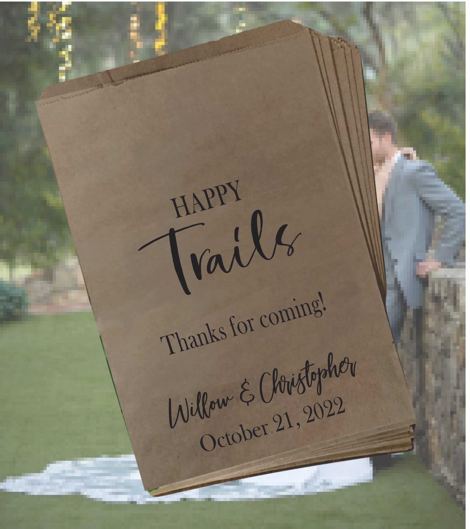Happy Trails Favor Bags, Trail Mix Bags, Popcorn Bar, Adventure Wedding ...