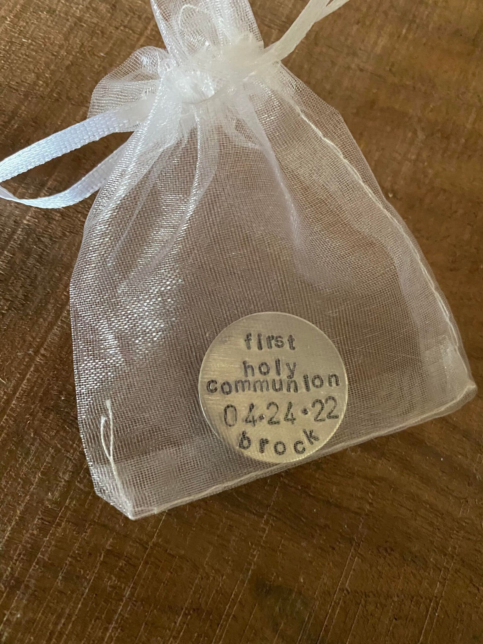 First Holy Communion Gift, Pocket Token, Personalized Communion Gift ...