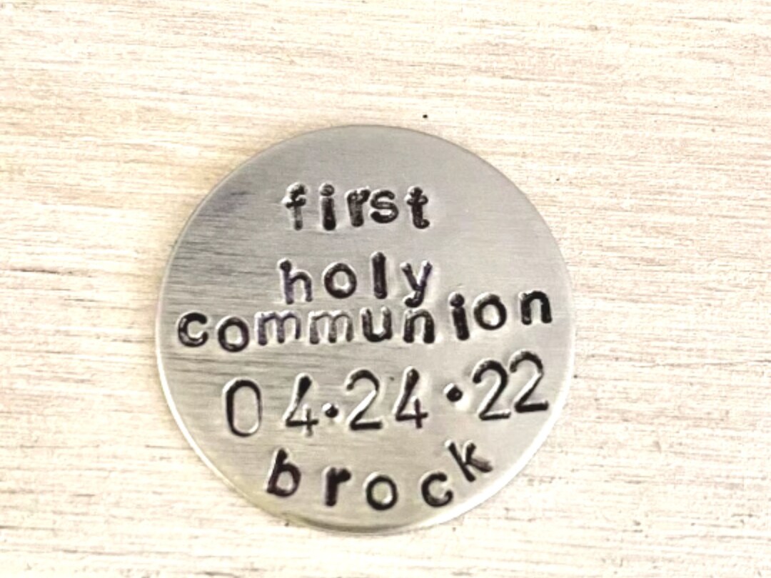 First Holy Communion Gift, Pocket Token, Personalized Communion Gift ...