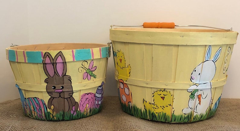Easter Basket Hand Painted Easter Basket Personalized - Etsy