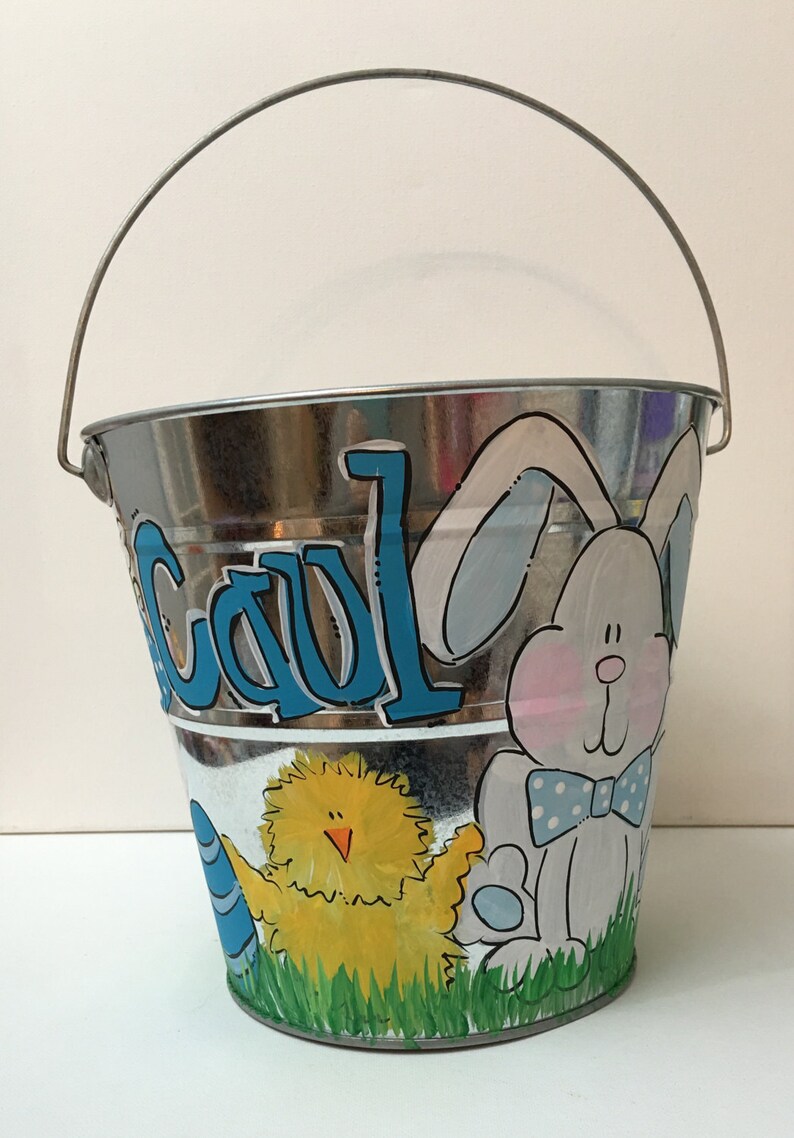 Personalized Easter Bucket Easter Basket Painted Easter | Etsy
