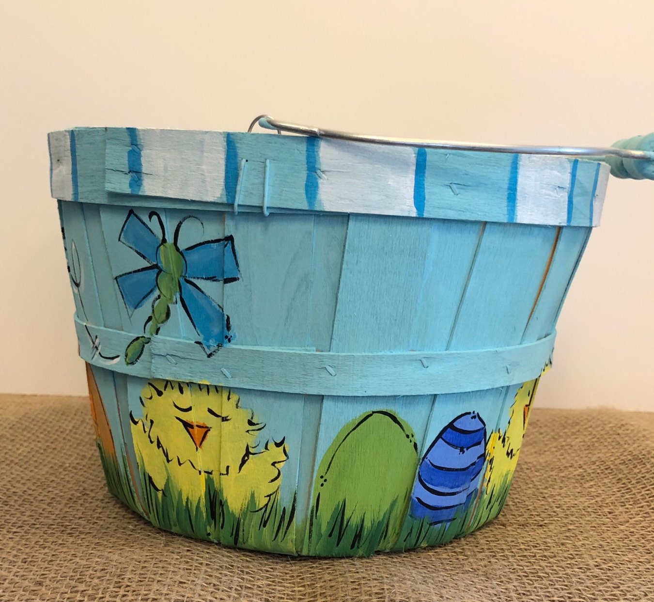 Easter Basket Personalized Easter Basket Hand Painted | Etsy