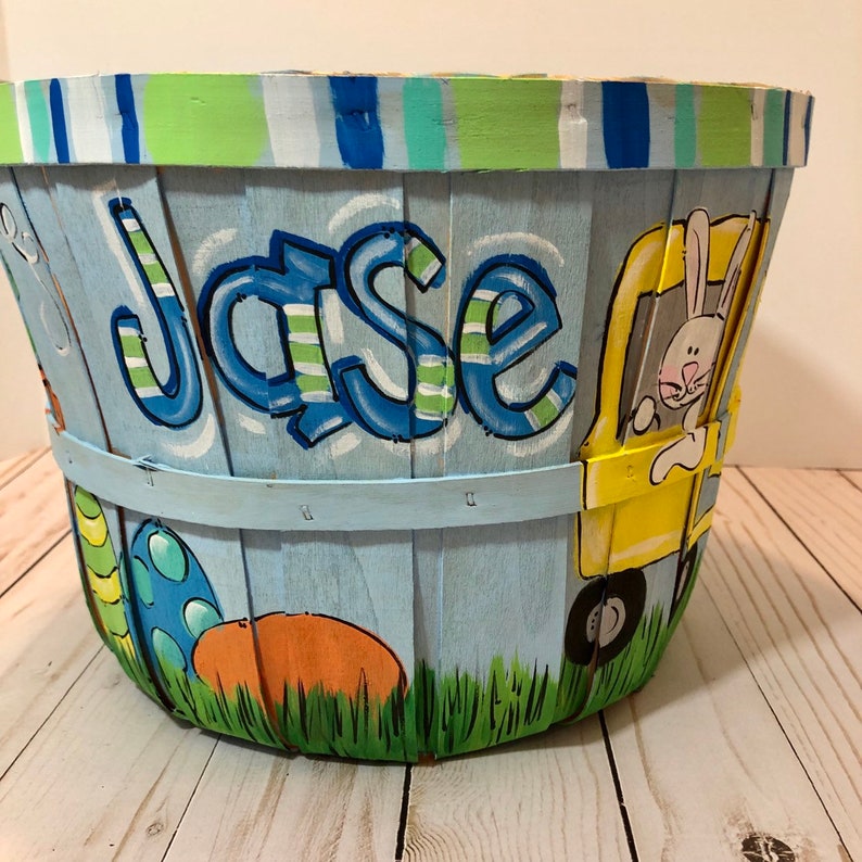 Easter Basket Personalized Easter Basket Hand Painted - Etsy