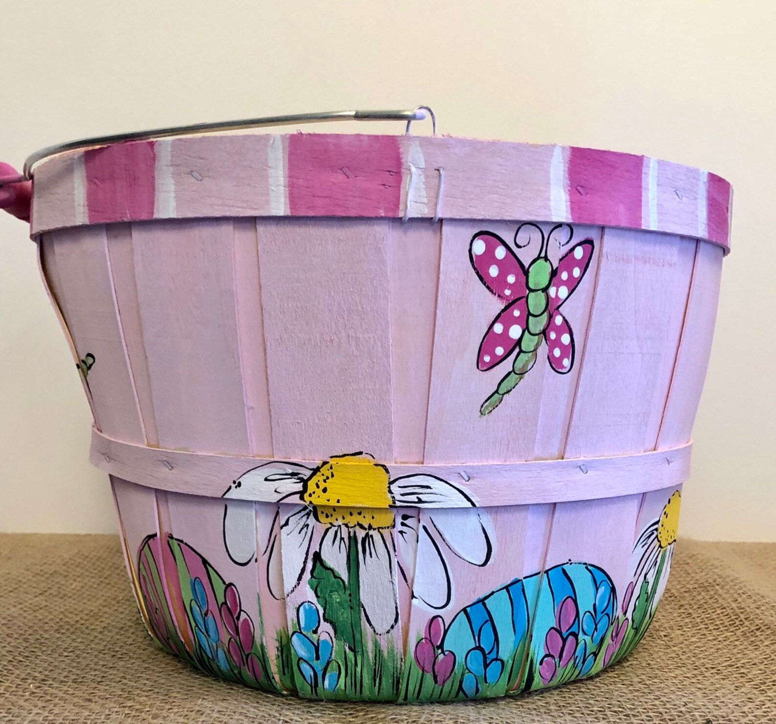 Easter Basket Hand Painted Easter Basket Personalized - Etsy