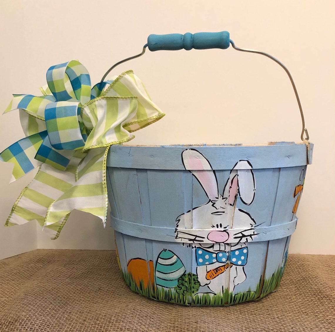 Easter Basket Hand Painted Easter Basket Personalized - Etsy