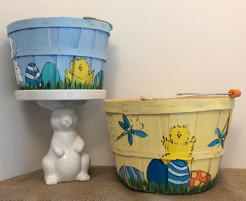 Easter Basket Personalized Easter Basket Hand Painted - Etsy