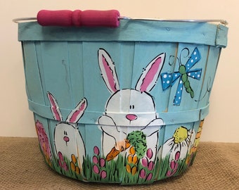 Easter Basket Hand Painted Easter Basket Personalized - Etsy