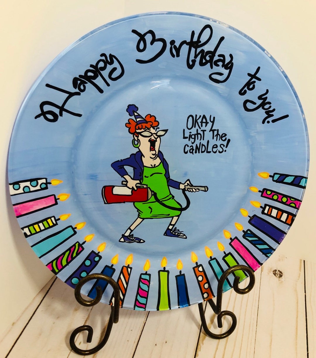 Happy Birthday Plate Over the Hill Birthday Plate Birthday Joke Plate ...