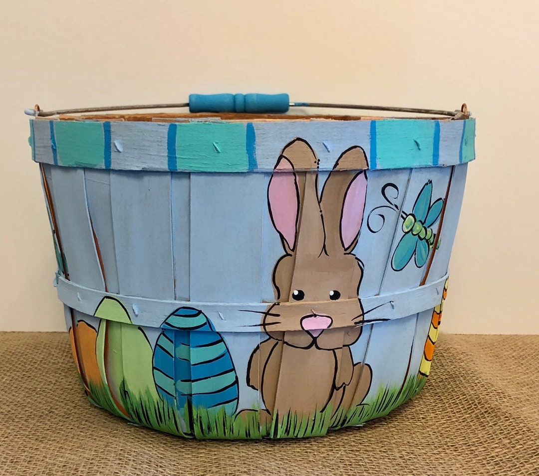 Hand Painted Easter Basket: Personalized Bunny Design - Etsy