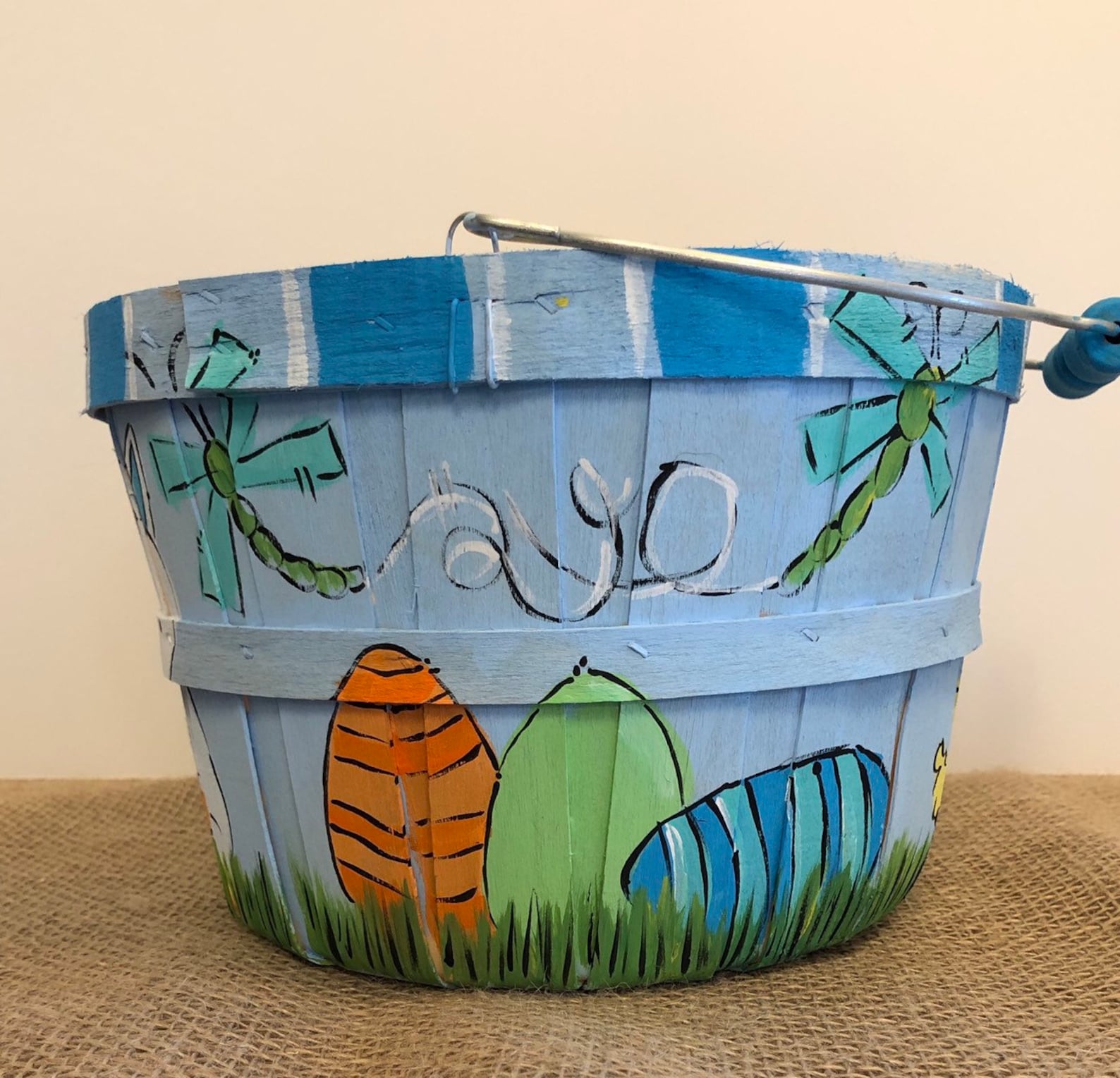 Easter Basket Hand Painted Easter Basket Personalized - Etsy