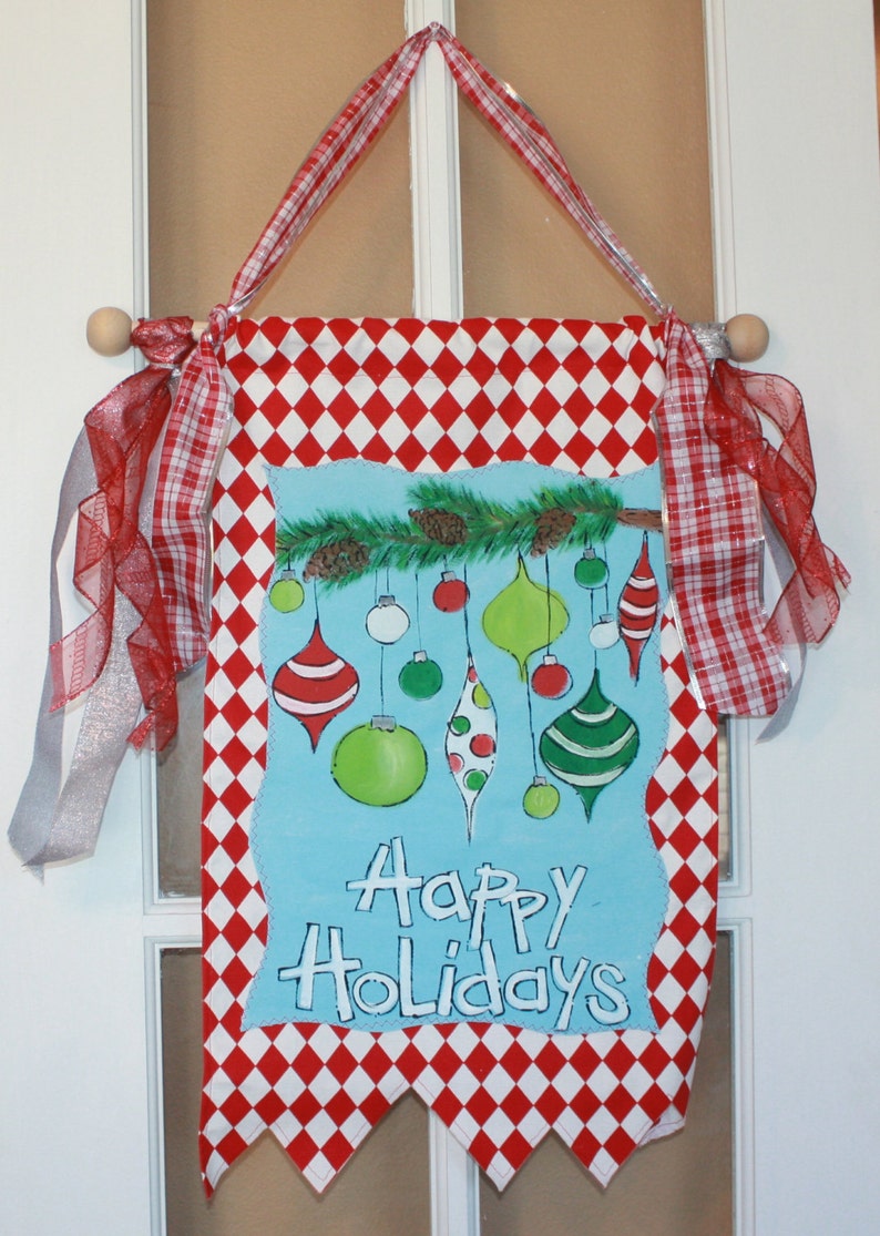 Holiday Door Banner Happy Holidays Christmas Door Decor | Etsy