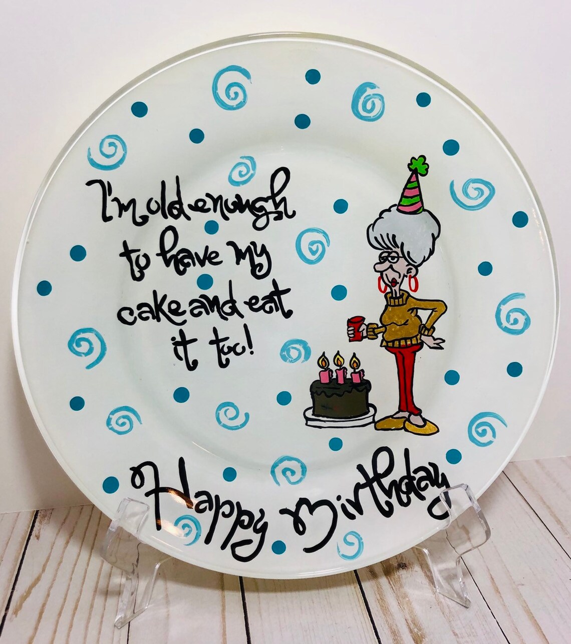 Happy Birthday Plate | Over the Hill Birthday Plate | Birthday Joke ...