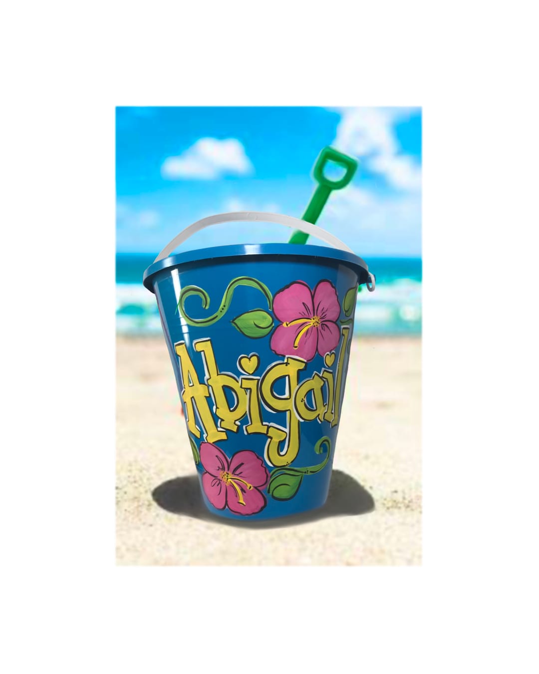 Hand Painted Personalized Beach Bucket: Hibiscus Flower Sand Pail - Etsy
