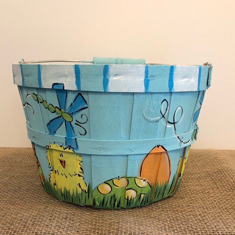 Easter Basket Personalized Easter Basket Hand Painted - Etsy
