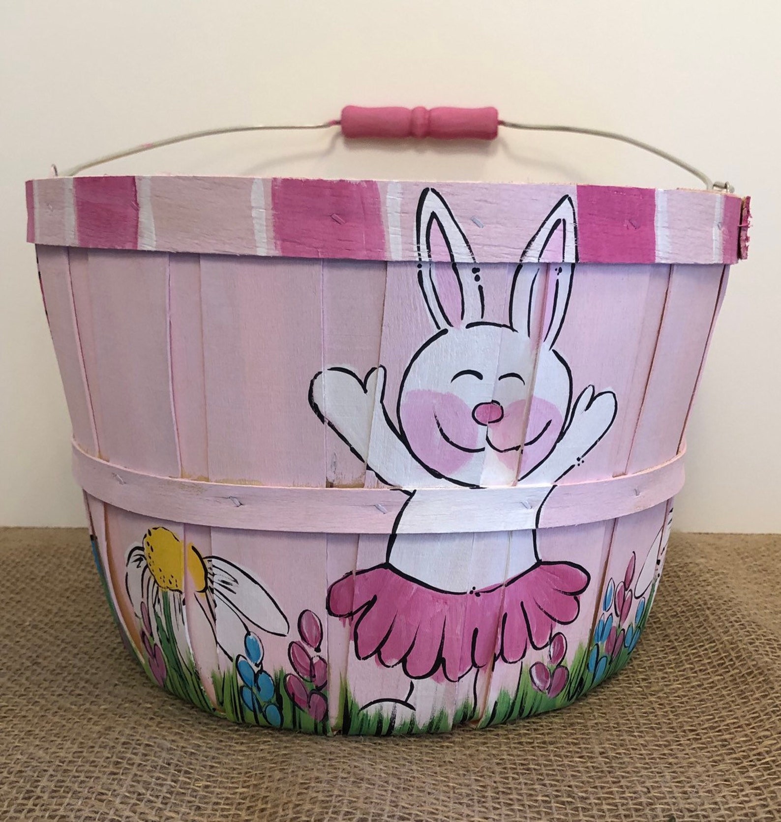 Easter Basket Hand Painted Easter Basket Personalized - Etsy