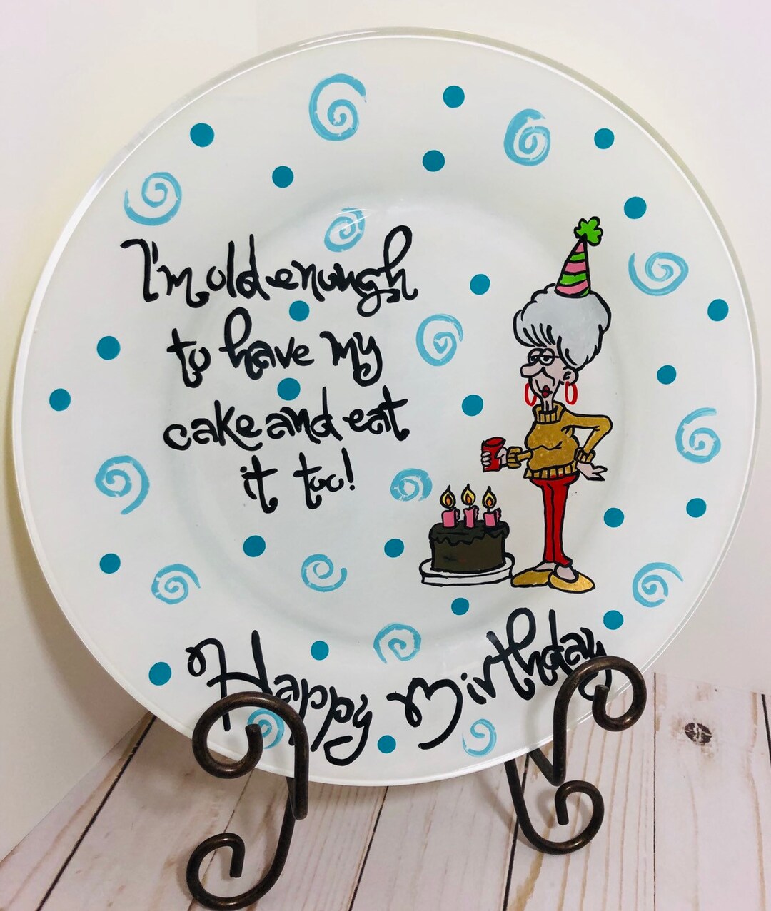 Happy Birthday Plate | Over the Hill Birthday Plate | Birthday Joke ...