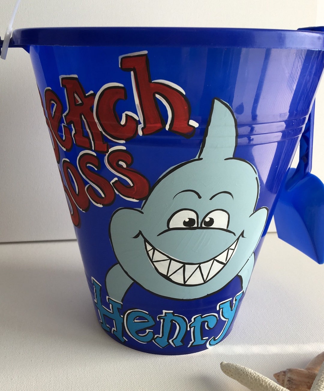 Hand Painted Shark Beach Bucket: Personalized Sand Pail - Etsy
