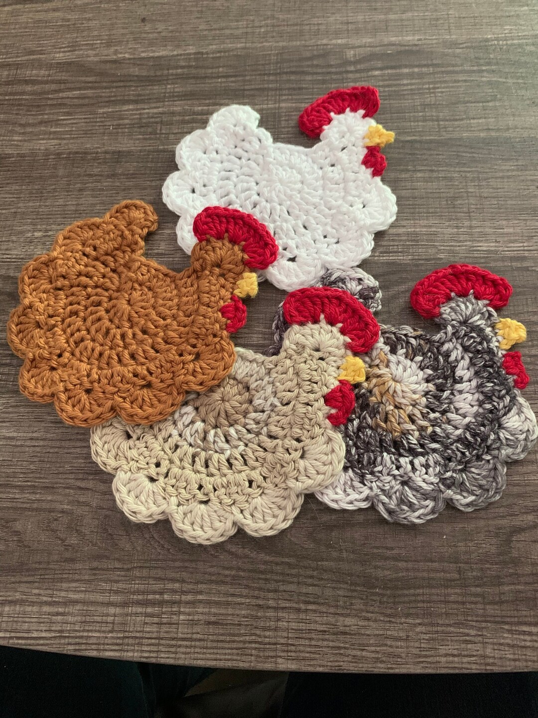 Set of 4 Chicken Coasters| Absorbent Cotton Yarn Coasters - Etsy