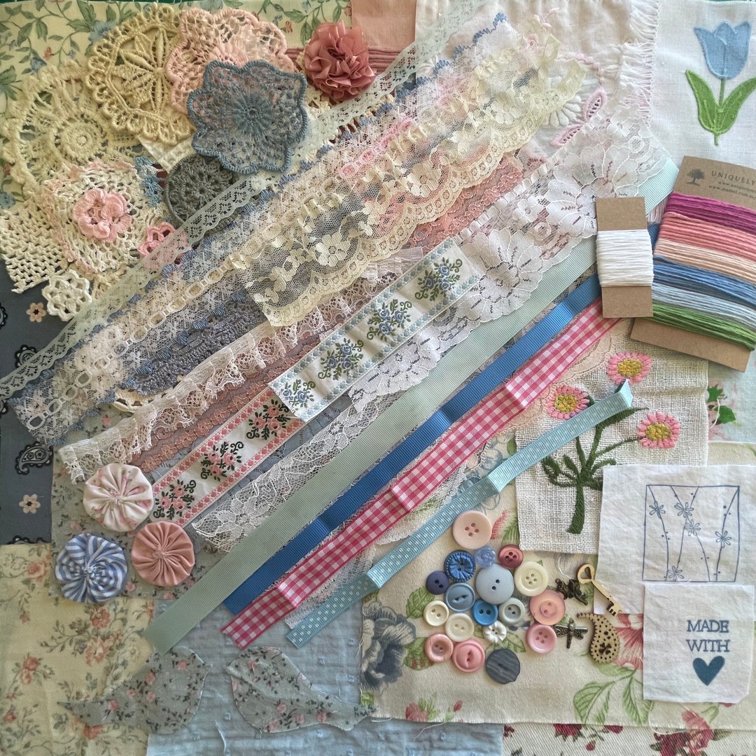 Large Slow Stitch Pack in Pink and Blue. Perfect for Junk Journaling ...