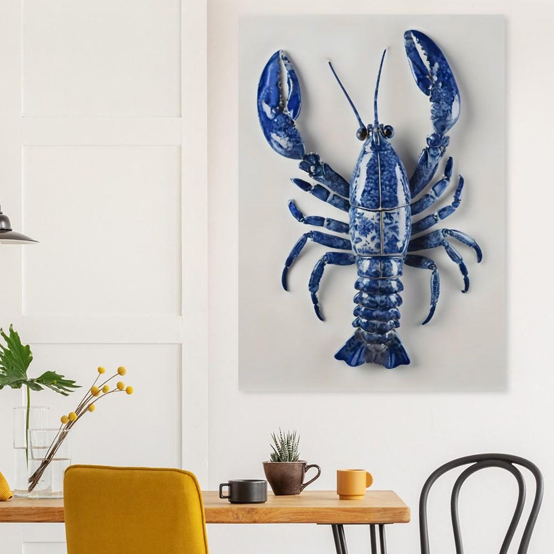 Delft Blue Lobster Poster, Lobster Wall Art, Kitchen Art, Lobster Wall ...